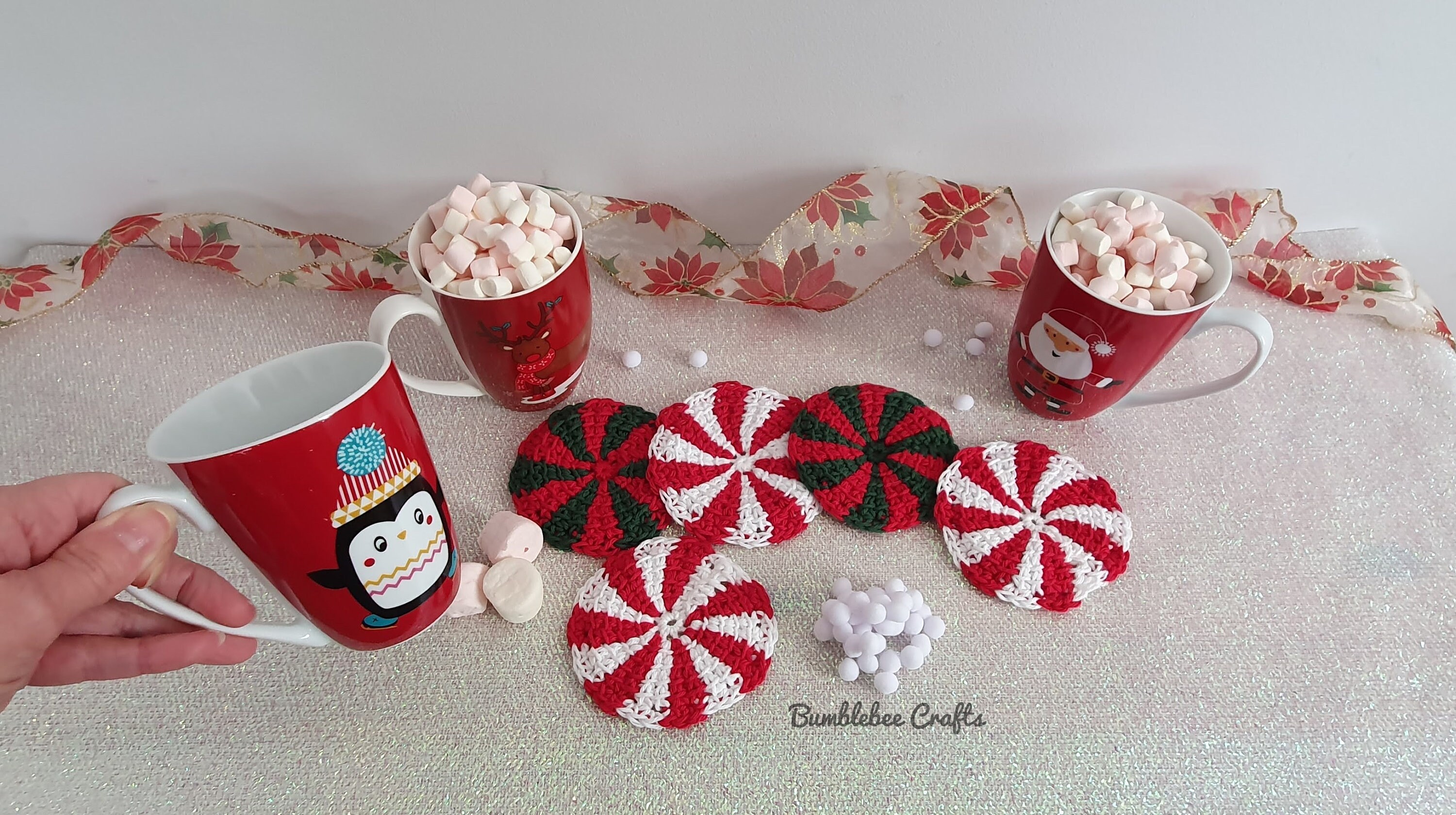 Peppermint Candy Coaster Coaster CROCHET PATTERN - Etsy