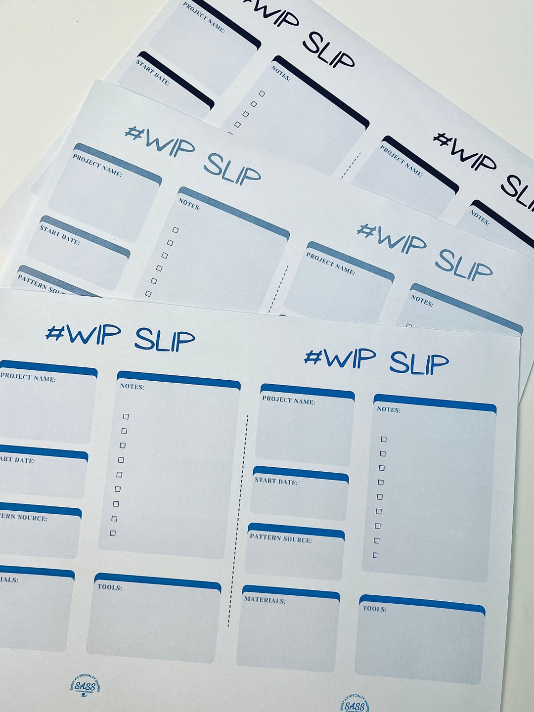 PRINTABLE WIP Slip Template 3 Colors Downloadable PDF Work in Progress ...