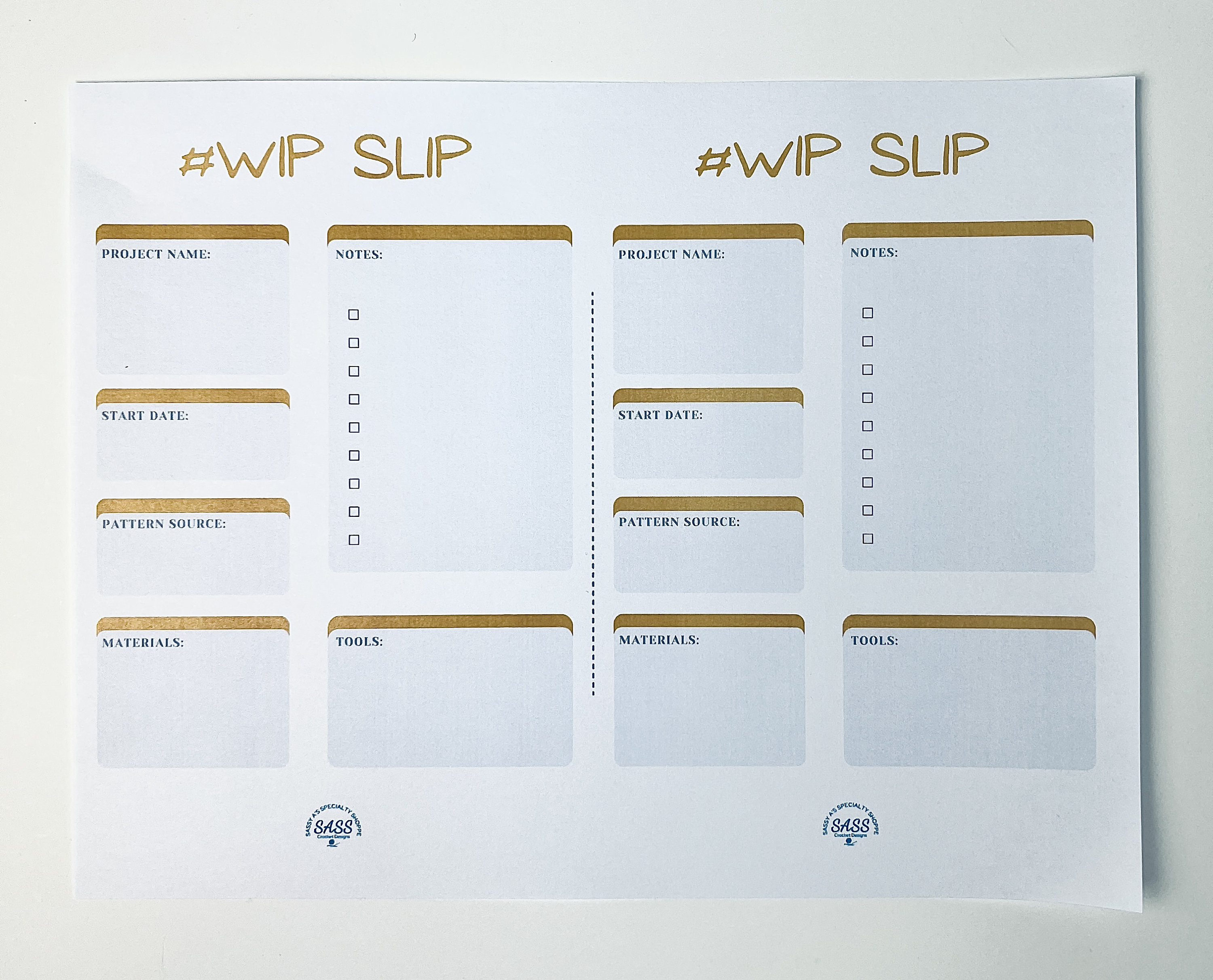 PRINTABLE Fall WIP Slip Template 1 ~ Downloadable PDF ~ Work in ...