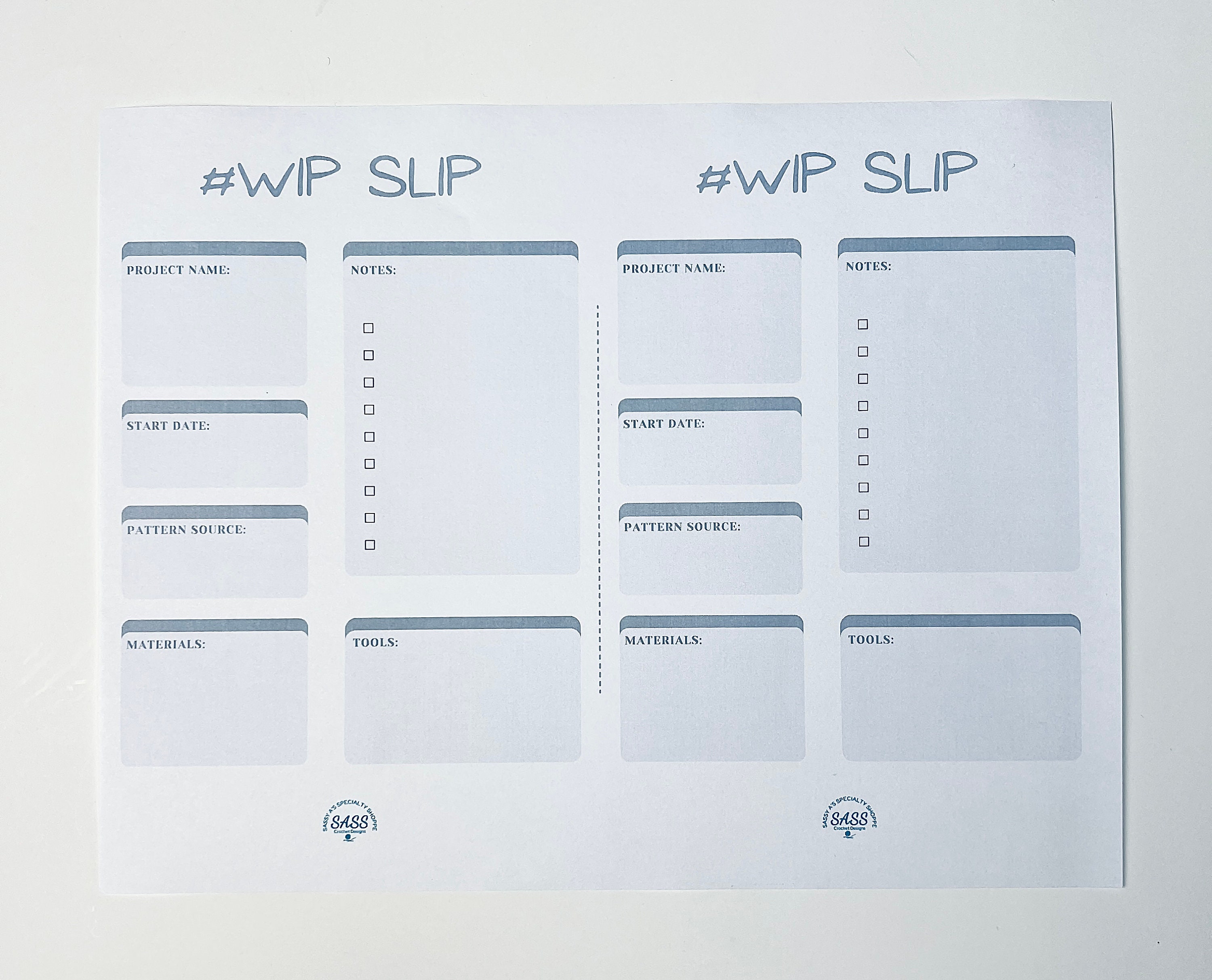 PRINTABLE WIP Slip Template 3 Colors - Downloadable PDF - Work in ...