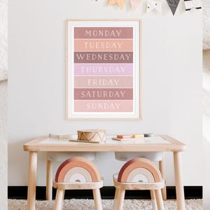 Pink Printable Alphabet Chart Days of the Week Poster and Numbers Chart ...