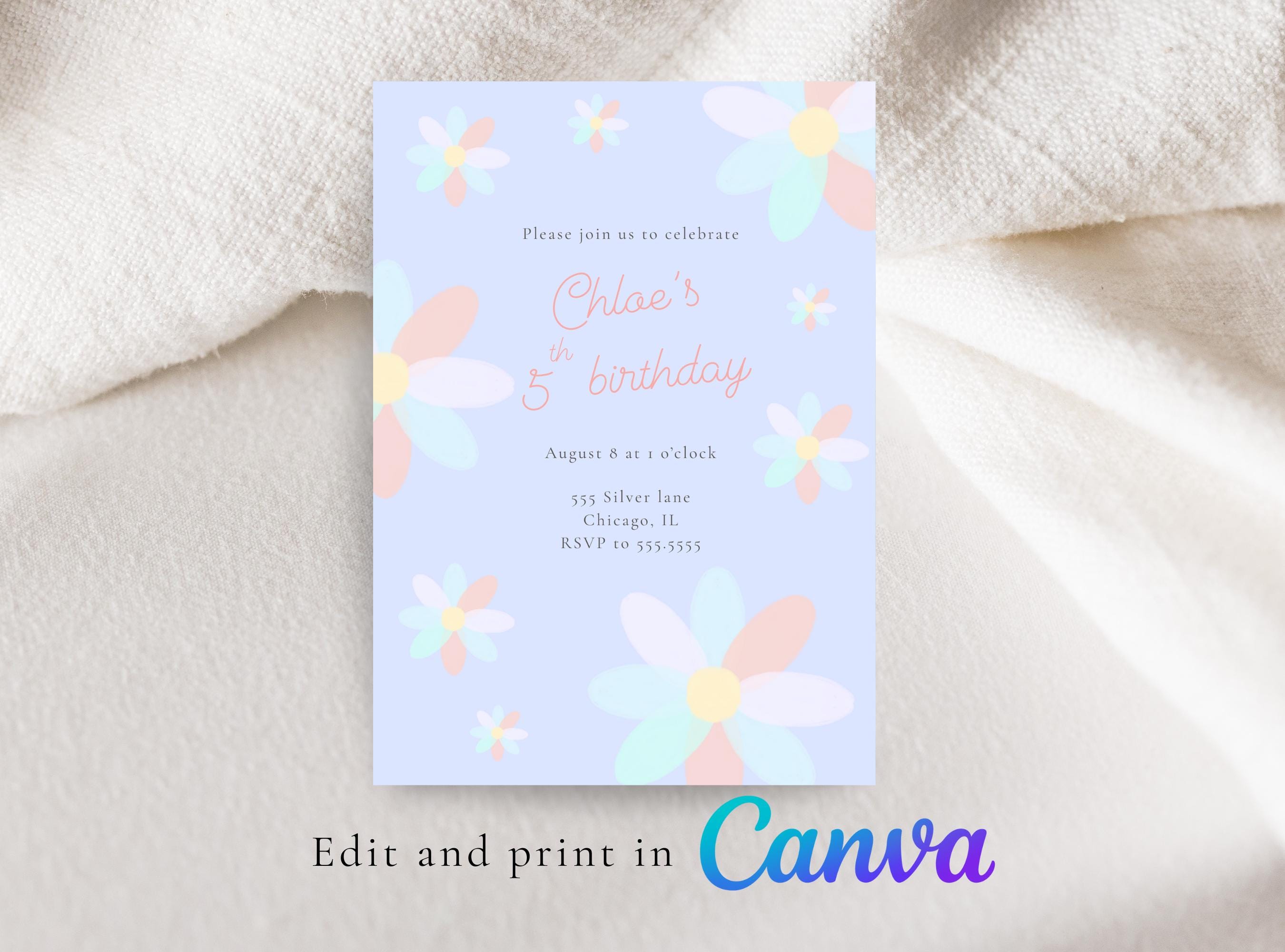 Printable Daisy Birthday Invitation, Customizable Floral Party Invite ...