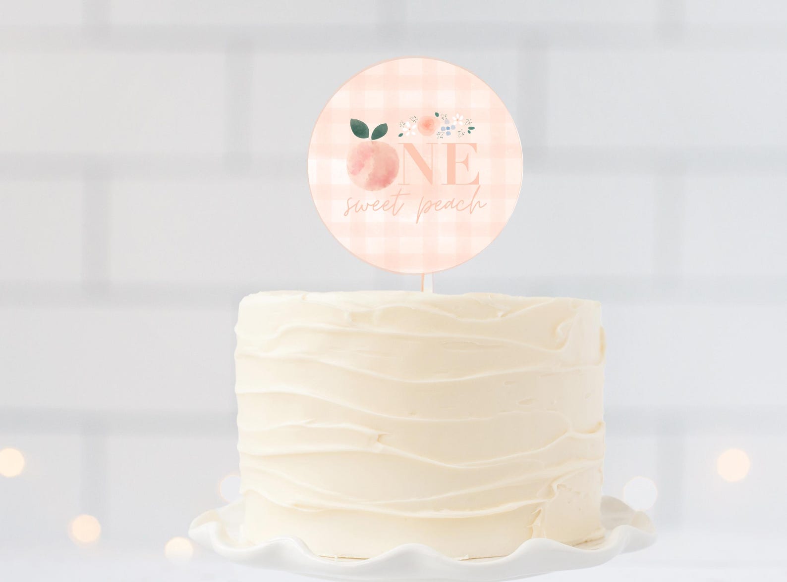 One Sweet Peach Cake Topper, Printable Cake Topper, First Birthday Cake ...