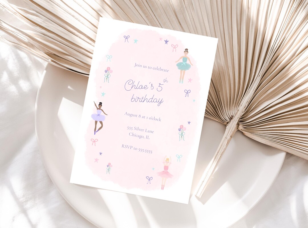 Ballet Birthday Party Invitation Printable Template, Printable Ballet ...