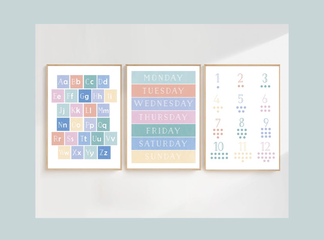 Printable Alphabet Chart With Days of the Week Poster and Numbers Chart ...