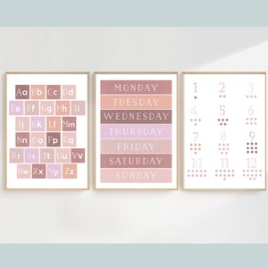Pink Printable Alphabet Chart Days of the Week Poster and Numbers Chart ...