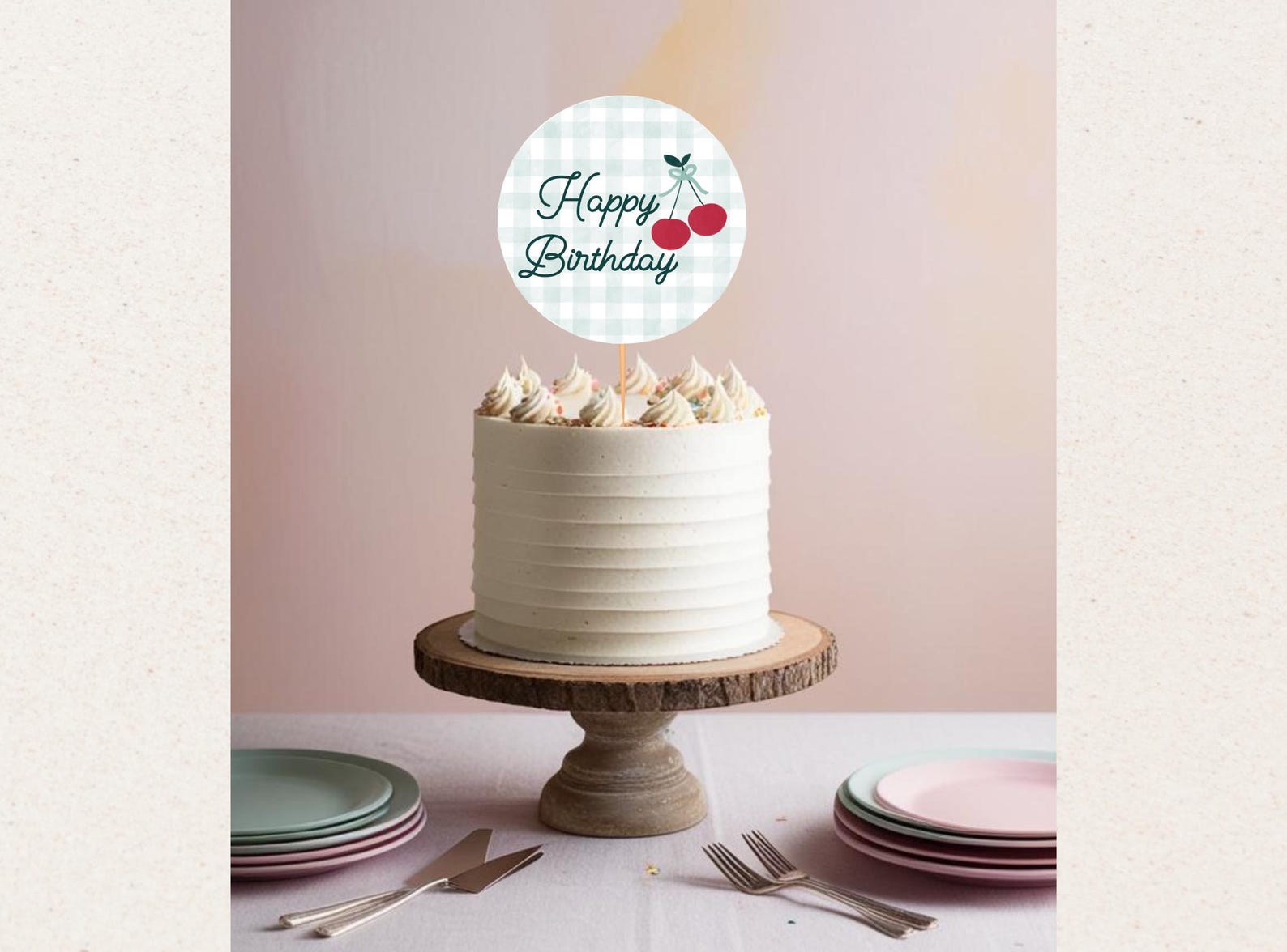 Printable Cherry Cake Topper, Editable Cake Topper Download, Cherry ...