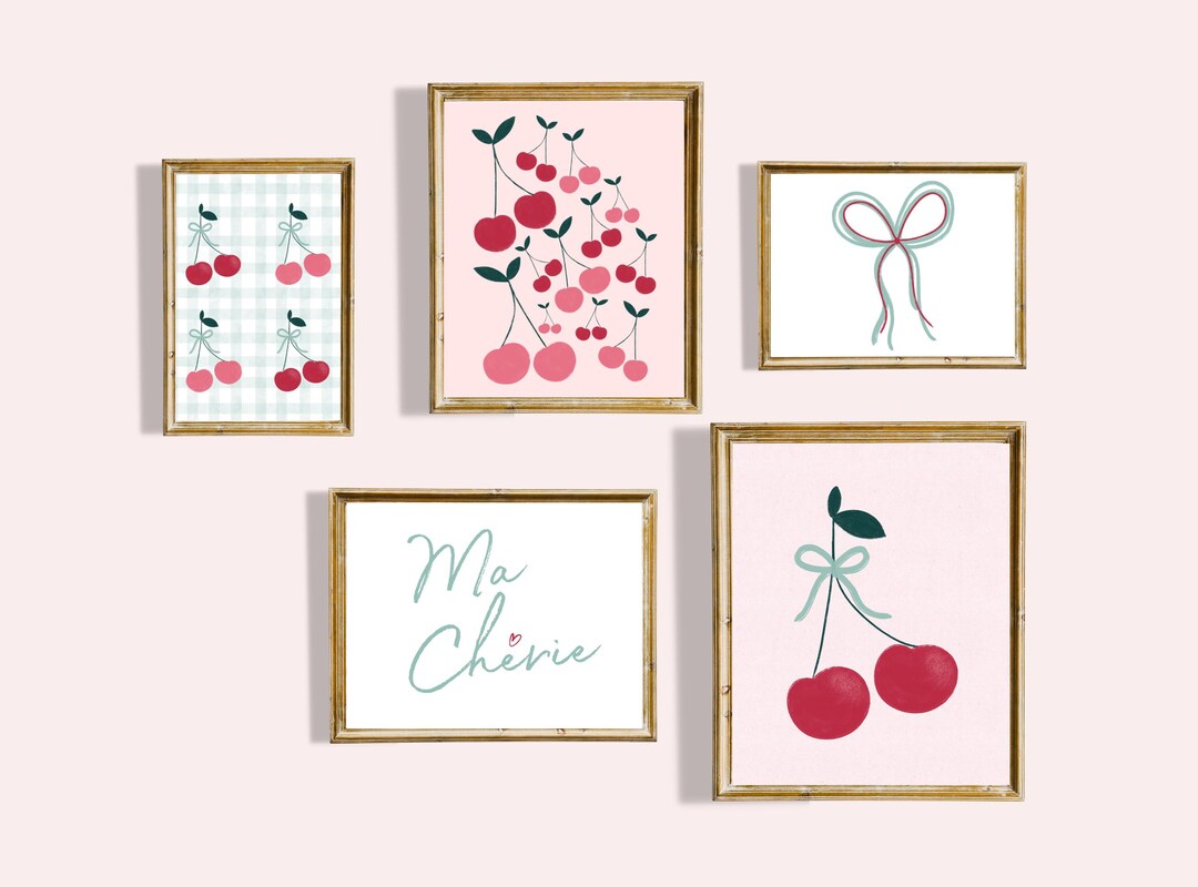 Cherry Gallery Wall, Cherry Printable Gallery Wall, Printable Cherry ...