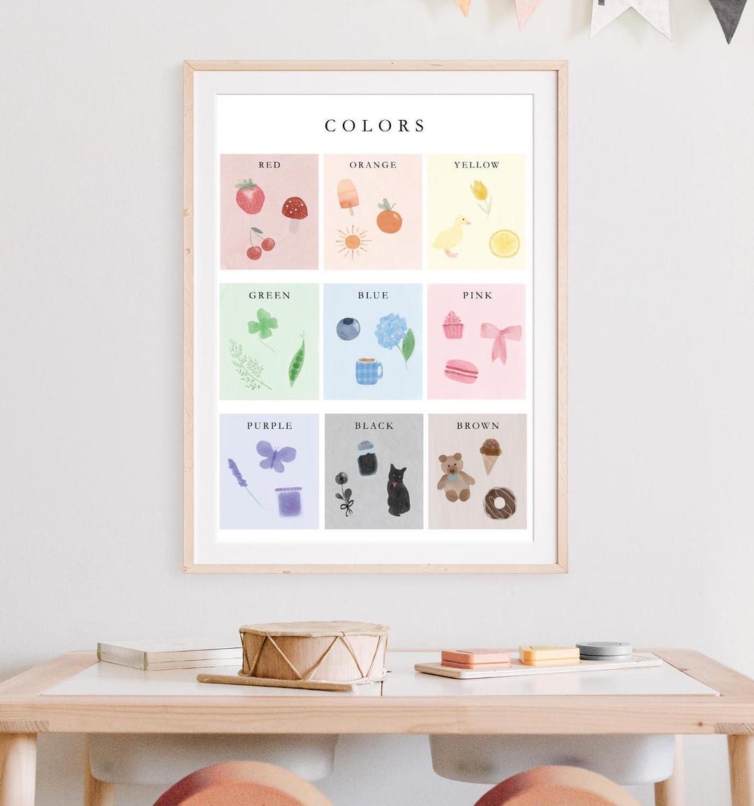 Illustrated Printable Color Chart, Classroom Color Chart, Homeschool ...