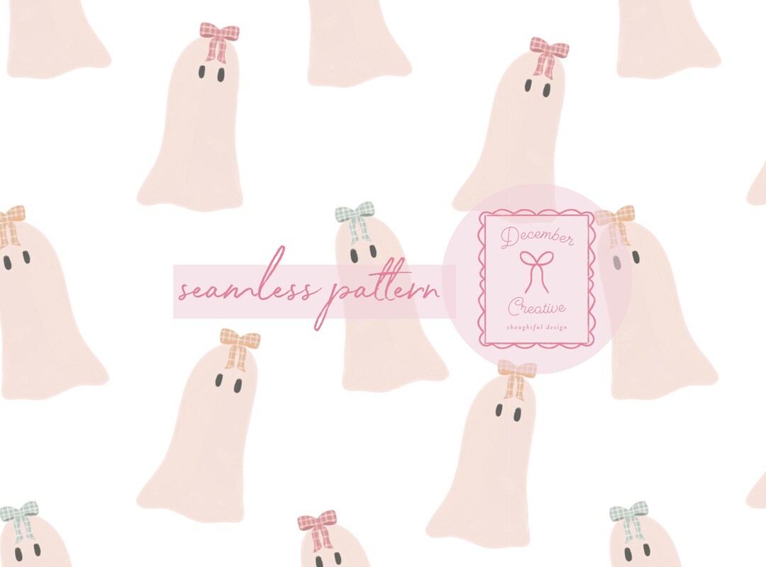Cute Ghosts Exclusive Seamless Pattern, Spooky Ghosts Halloween ...