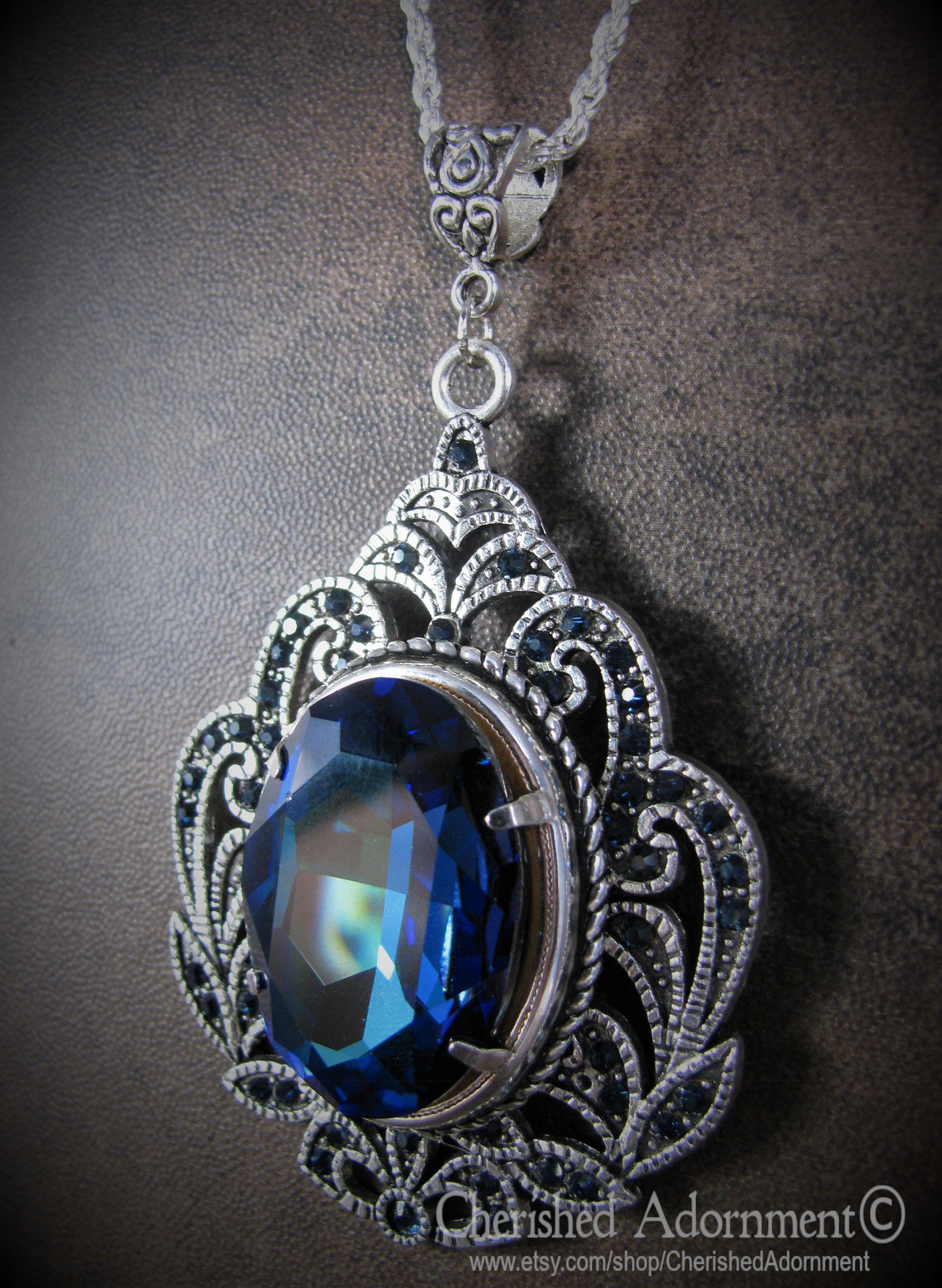 Bermuda Blue Swarovski Crystal Cabochon With Montana Blue Crystals ...