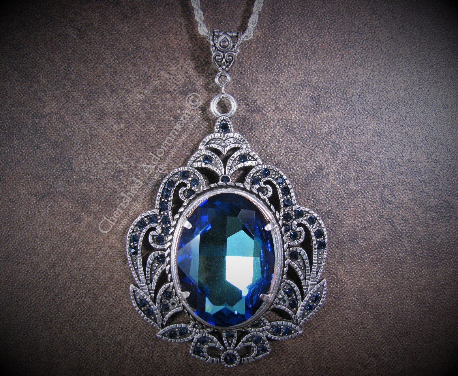 Bermuda Blue Swarovski Crystal Cabochon With Montana Blue Crystals ...