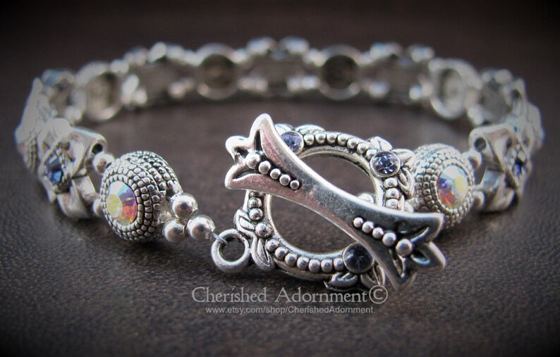 Swarovski Crystal Slider XOXO Bracelet Antique Silver Tone Metal ...