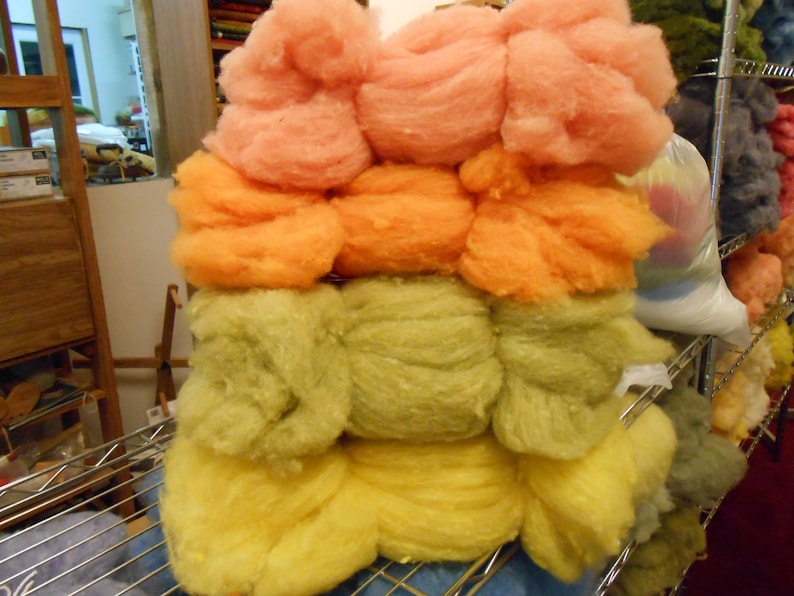Corriedale Wool Batts: Natural & Plant-dyed Fiber Arts Bundle - Etsy
