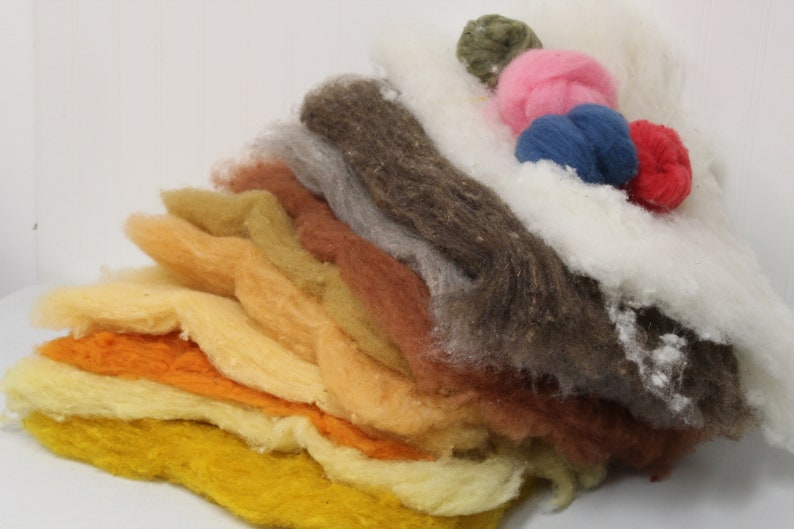 Corriedale Wool Batt Assortment, Natural Dyes, Felting Fiber Art - Etsy