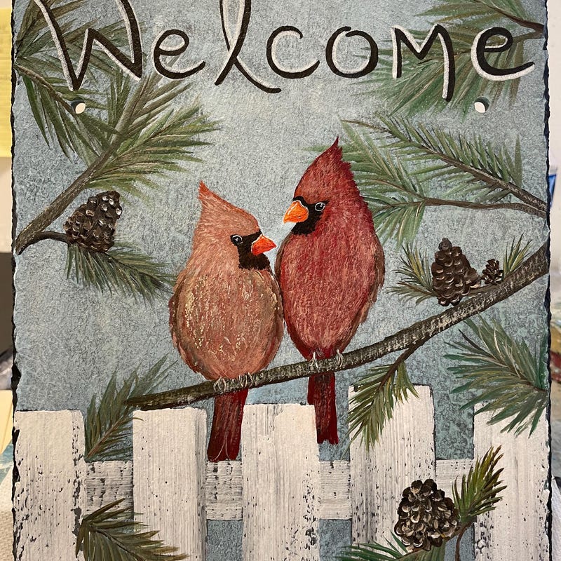 Cardinal Welcome Sign - Etsy