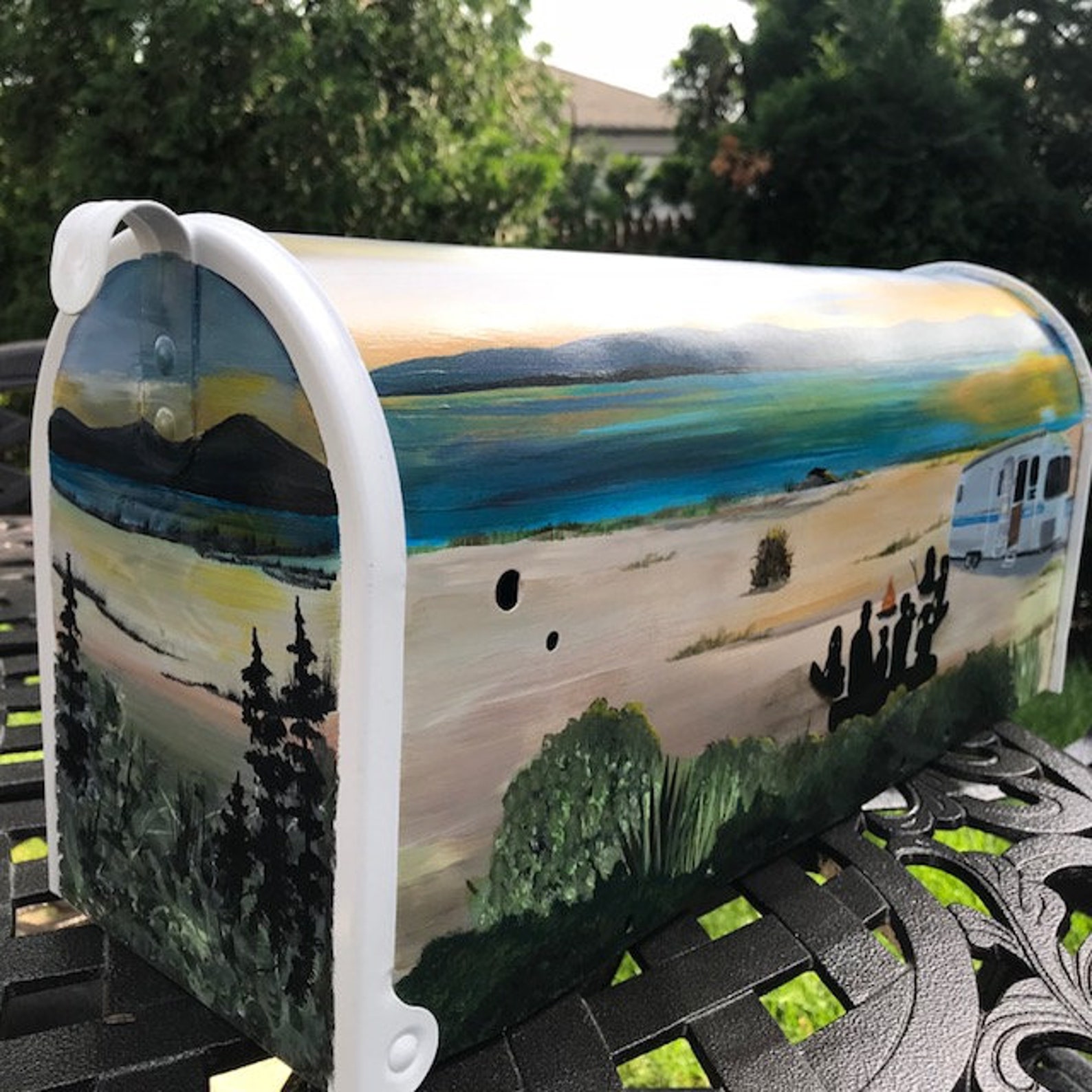 Custom Painted Mailboxes Camping Mailbox Painted Campground | Etsy