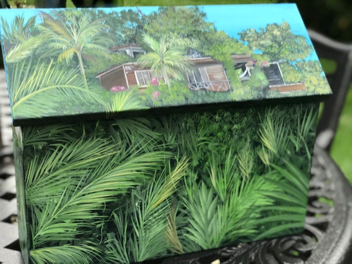 Hand Painted Mailbox Tropical Painted Mailbox Mailbox With | Etsy
