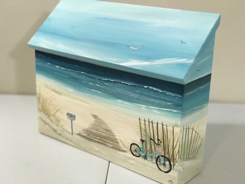 Personalized Hand Painted Beach Bike Mailbox, Coastal Decor - Etsy Canada