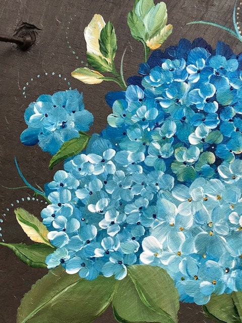 Hand Painted Blue Hydrangeas Welcome Slate Natural Vintage - Etsy UK