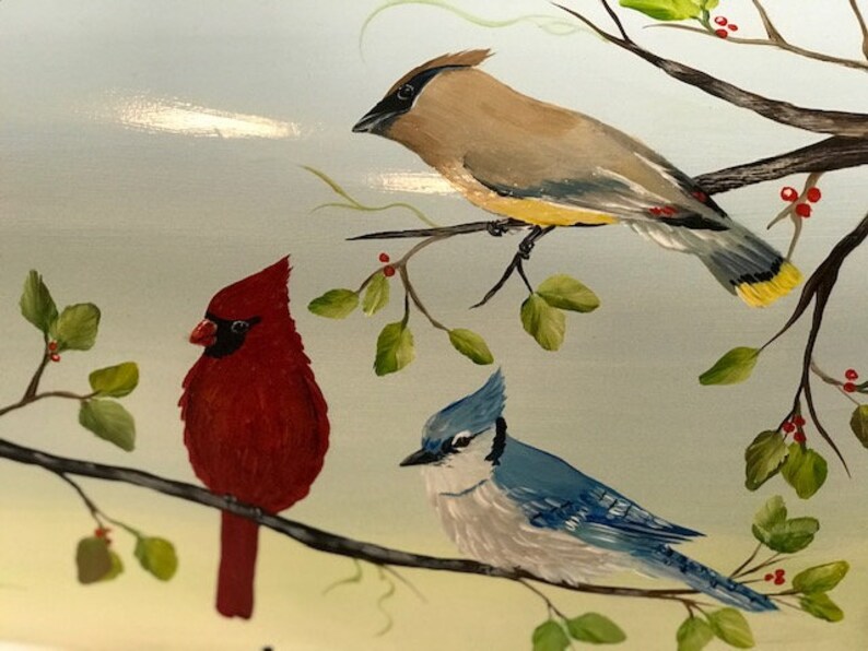 Birds on A Mailbox Cardinal Blue Jay Cedar Wax Wing - Etsy