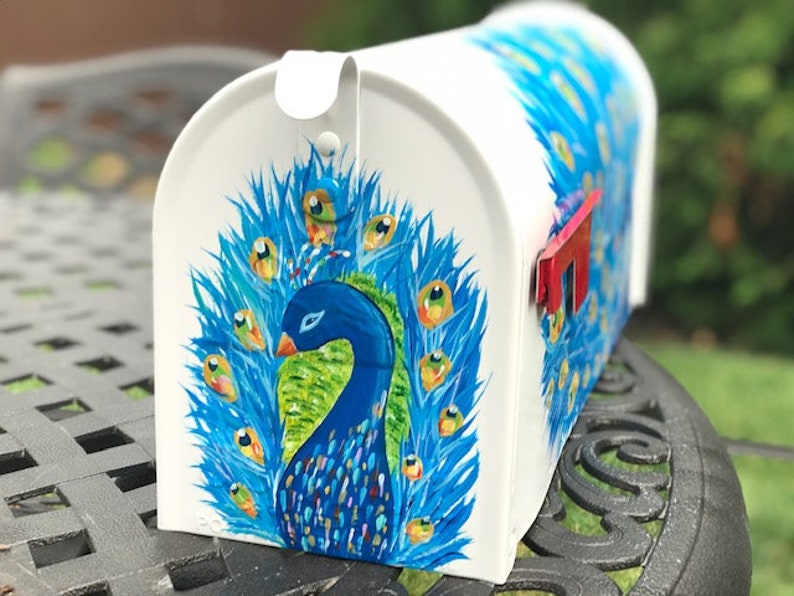 Custom Painted Mailboxes Exotic Bird Art Peacock Painting - Etsy