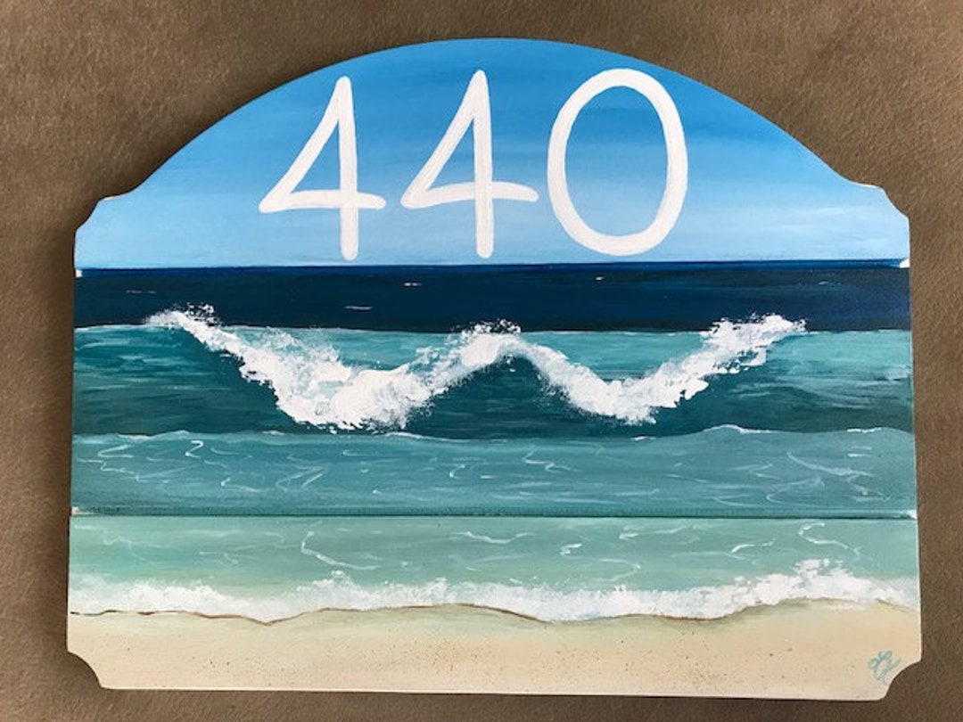 Painted Address Sign, Beach Decor, Painted Welcome Sign, Personalized ...