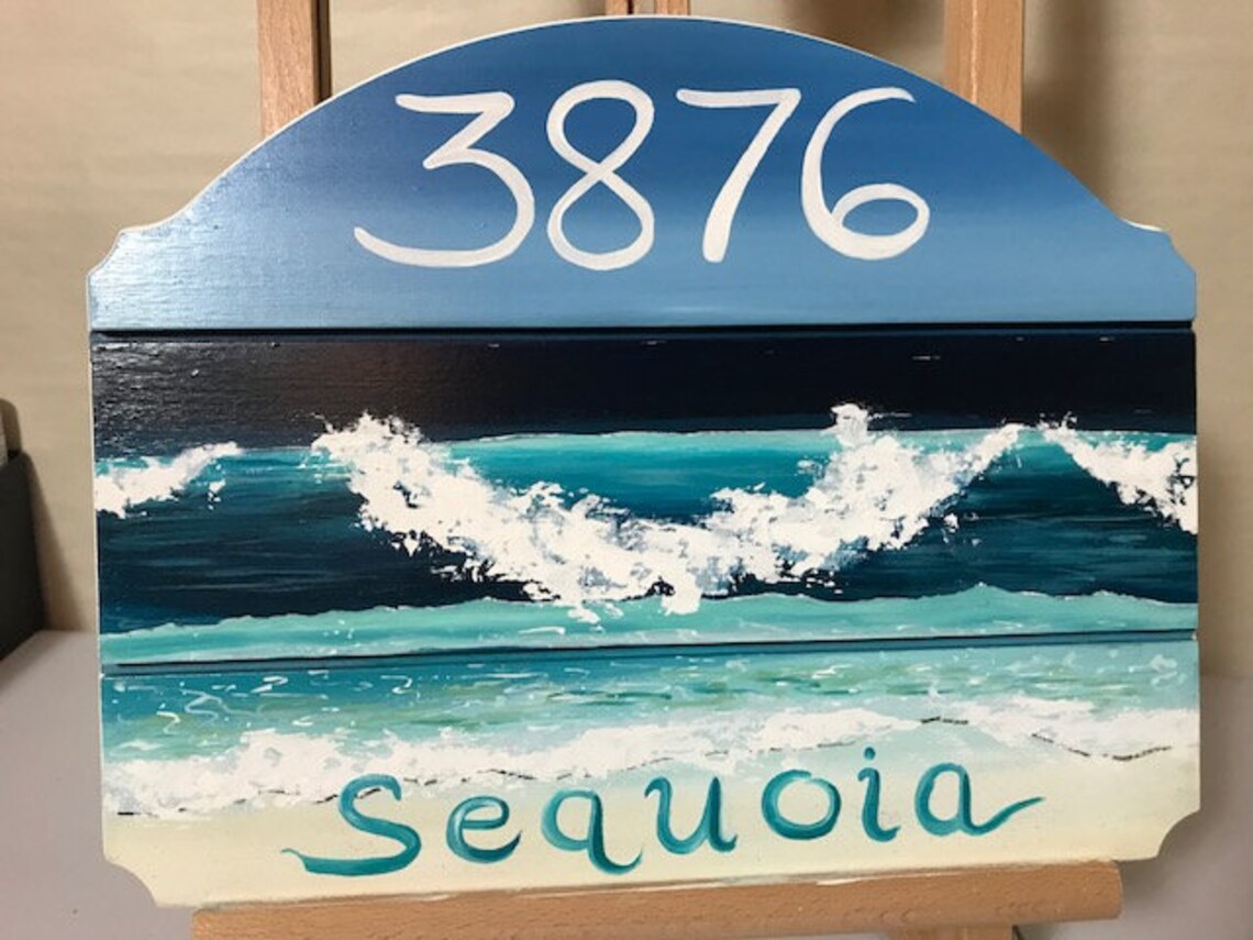 Painted Address Sign Beach Decor Painted Welcome Sign - Etsy