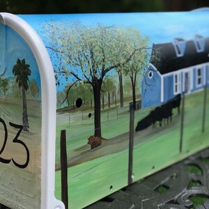 Custom Painted Mailboxes, Farmhouse Mailbox, Cow Farm on Mailbox ...