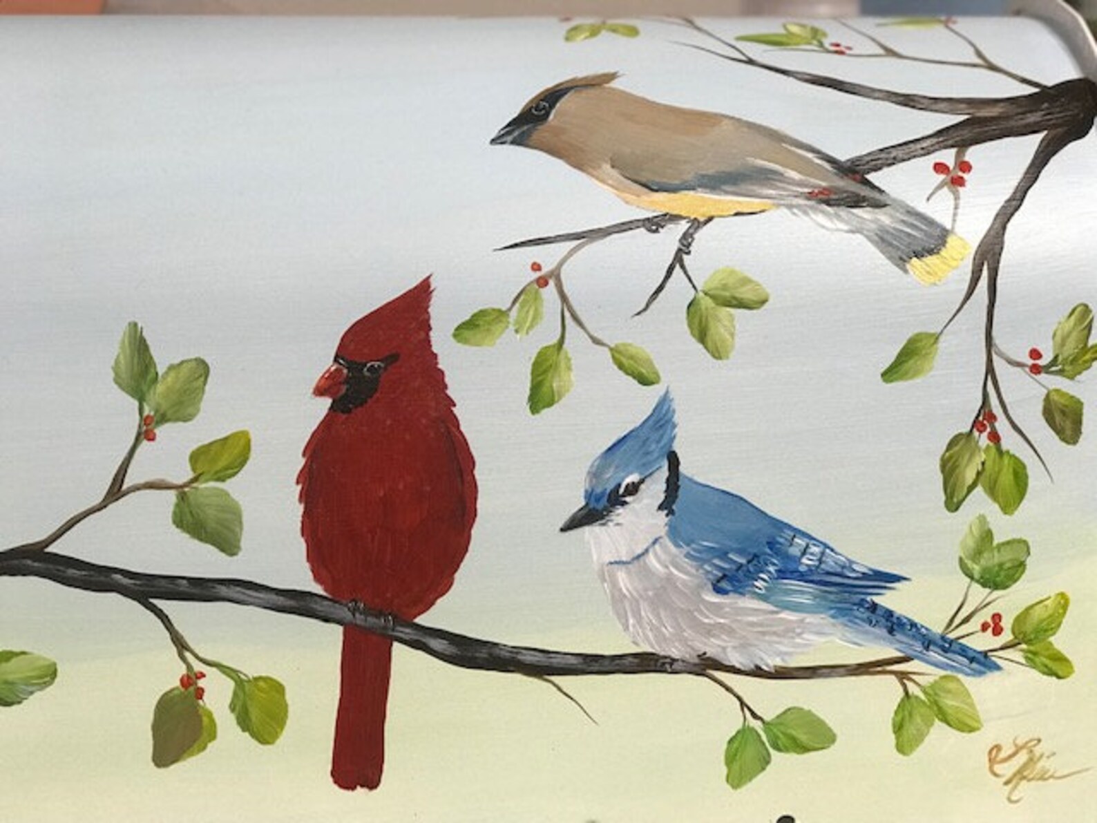 Birds on A Mailbox Cardinal Blue Jay Cedar Wax Wing - Etsy