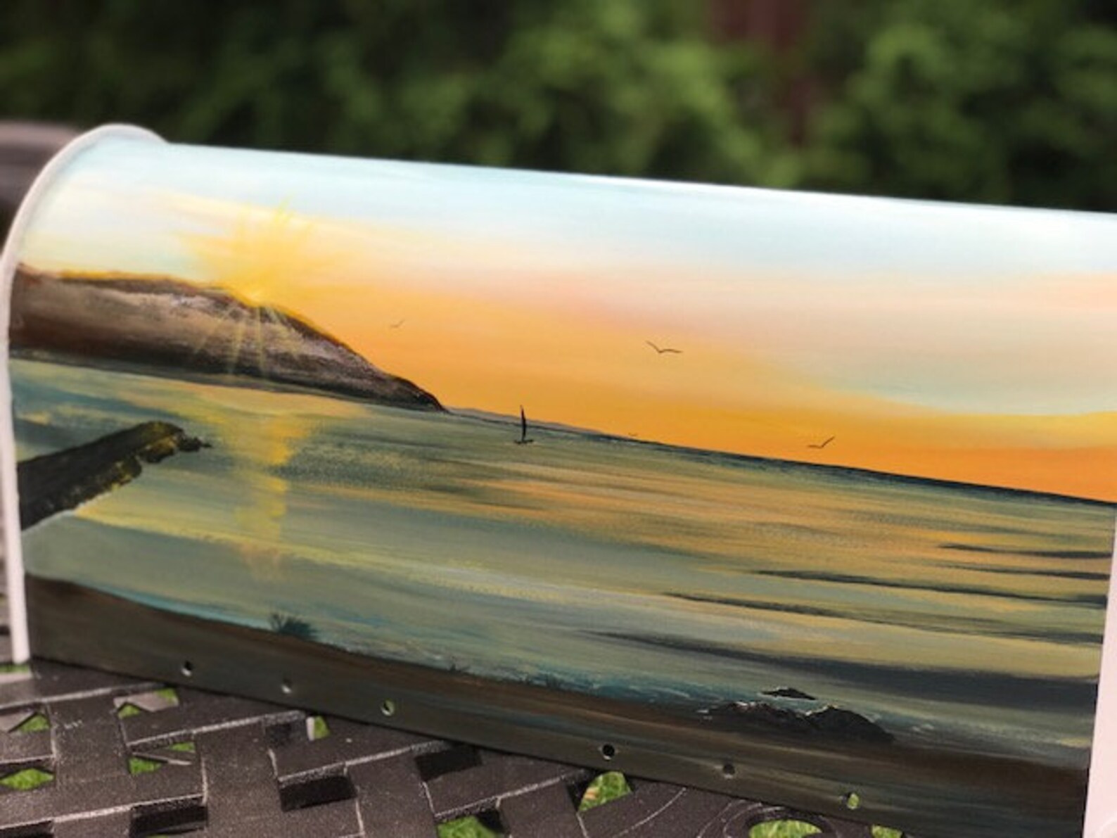 Painted Mailbox Sunset on the Beach Beach Mailbox Custom | Etsy