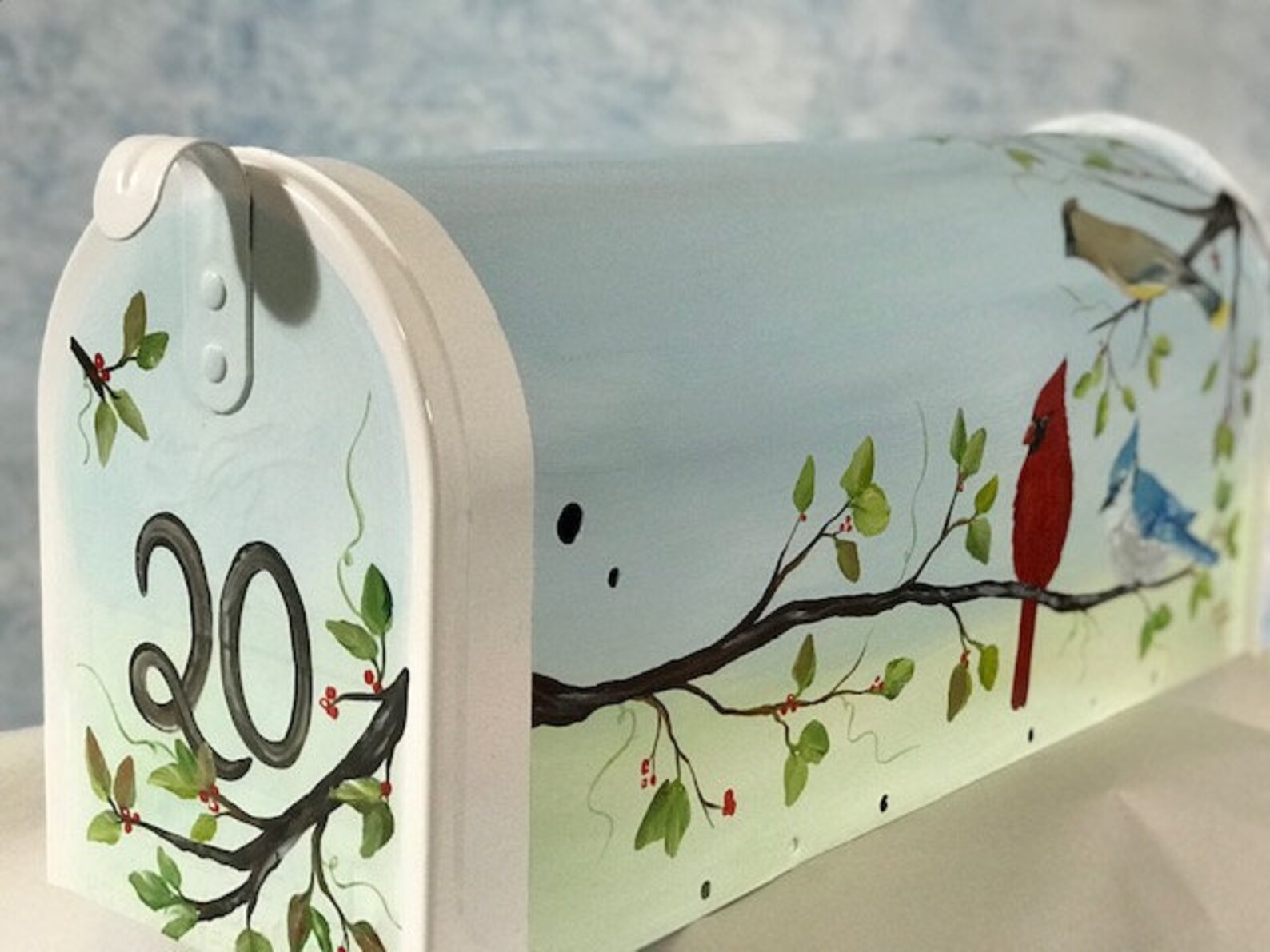 Birds on A Mailbox Cardinal Blue Jay Cedar Wax Wing - Etsy
