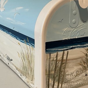 Hand Painted Seagull Mailbox, Beach Scene Rural Nautical Themed ...