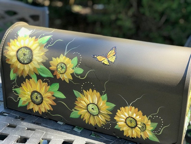 Monarch Butterfly and Sunflowers Painted Mailbox for Summer Gift ...