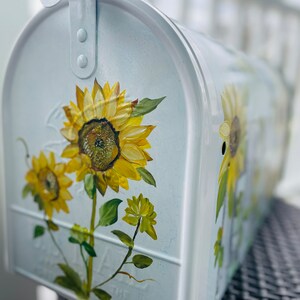 Sunflower and Birds Mailbox Gift for Her, Hand Painted Unique Artful ...