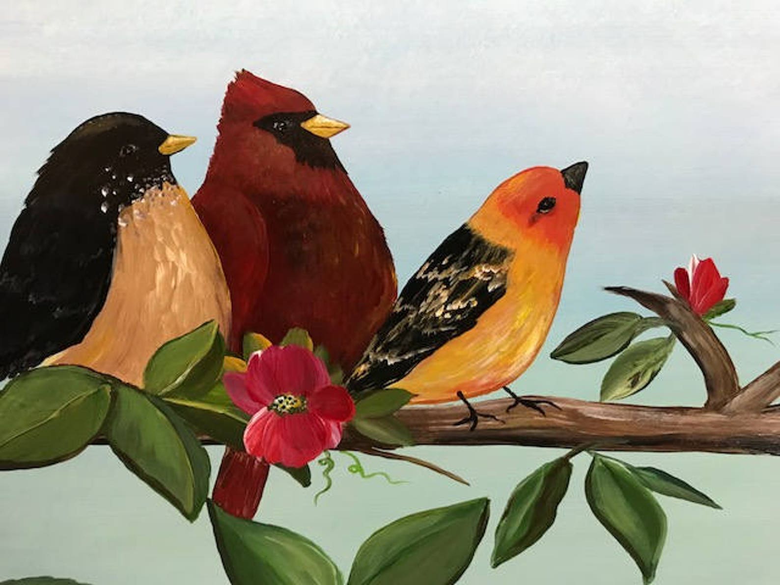 Hand Painted Mailbox, Birds on A Mailbox, Cardinals, Blue Birds, Custom ...