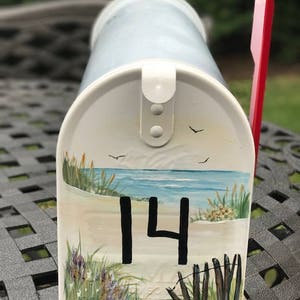 Painted Beach Themed Mailbox, Nautical Lighthouse Mailboxes, Seashore ...