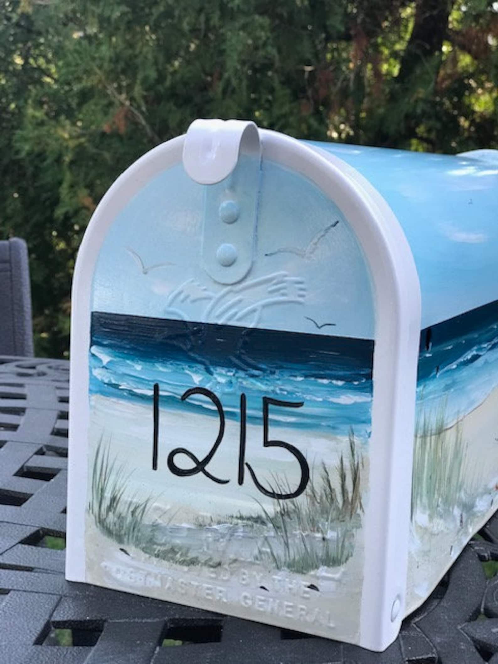 Personalized Beach Mailbox, Bike at the Beach Features Initialed Towels ...