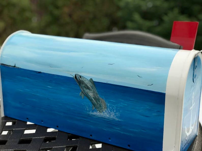 Painted Custom Mailbox Fishermen's Mailbox Fishing | Etsy