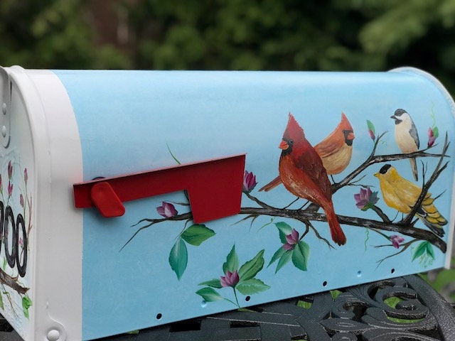 Hand Painted Mailbox Birds On A Mailbox Cardinals | Etsy