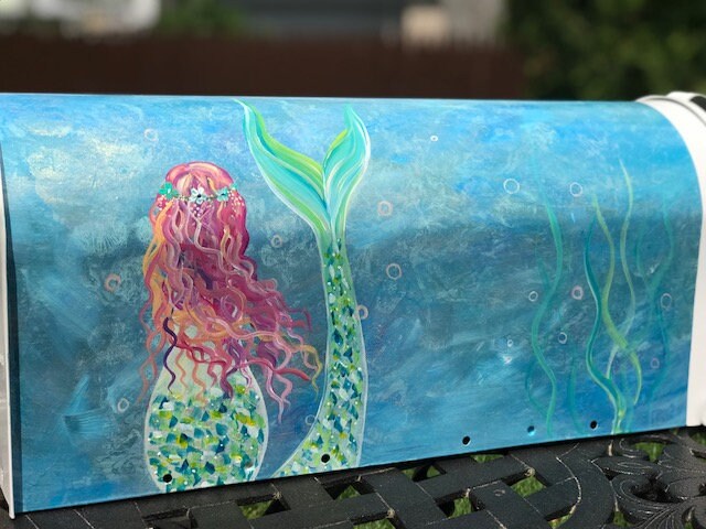 Mermaid Mailbox Hand Painted Custom Mailbox Mermaid Lovers | Etsy