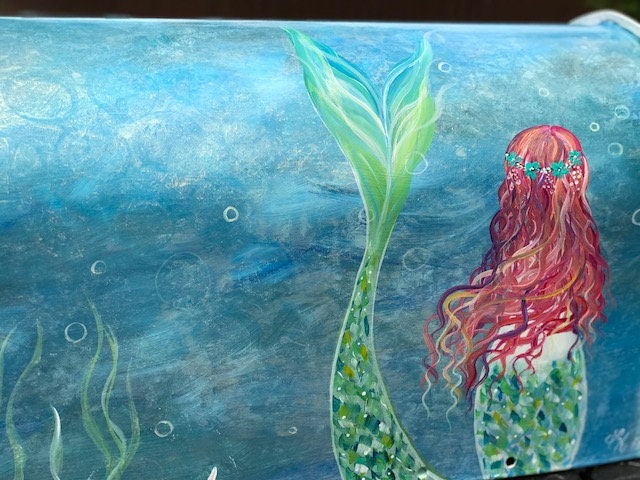 Mermaid Mailbox Hand Painted Custom Mailbox Mermaid Lovers | Etsy