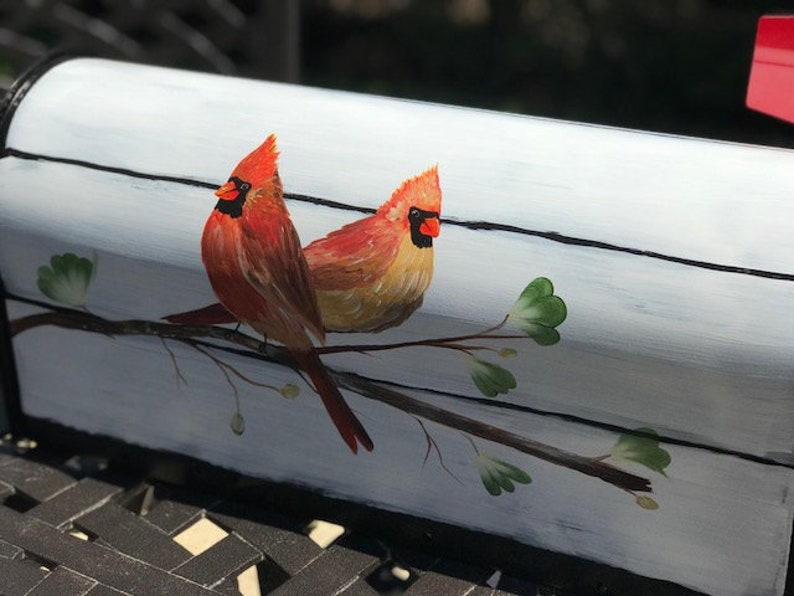 Cardinal Painted Mailbox Custom Painted Mailboxes Rustic | Etsy