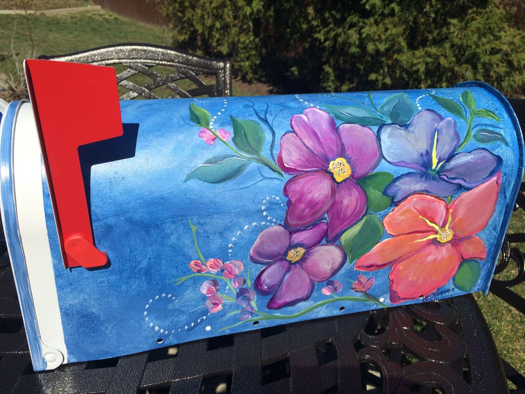 Hand Painted Mailbox, Unique Mailboxes, Blue Creative Mailbox ...