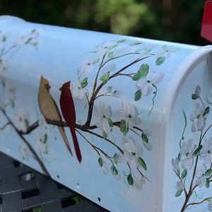 Cardinals and Dogwood Mailbox, Bird Painted Mailbox, Creative Mailboxes ...