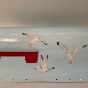 Hand Painted Seagull Mailbox, Beach Scene Rural Nautical Themed ...