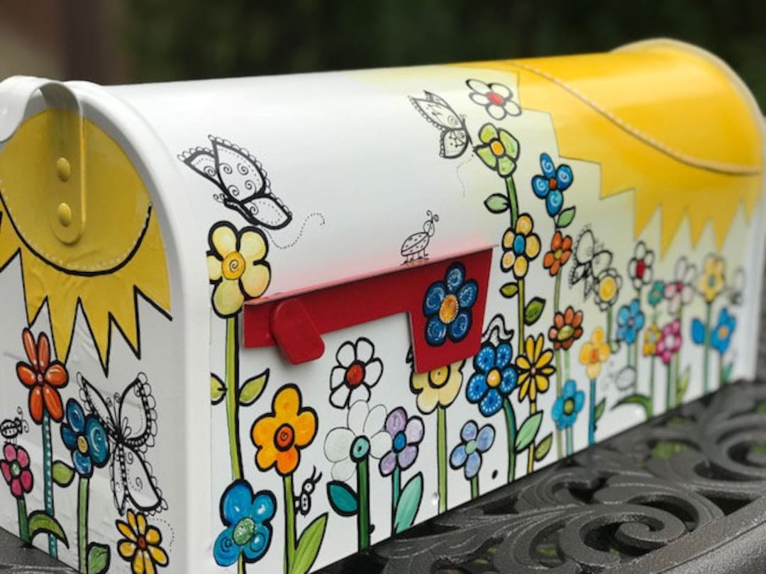 Colorful Mailbox, Whimsical Mailboxes, Bold Garden Art, Painted ...