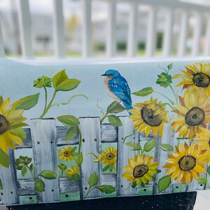 Sunflower and Birds Mailbox Gift for Her, Hand Painted Unique Artful ...