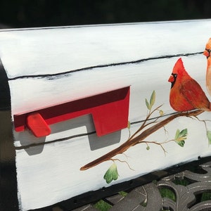 Cardinal Painted Mailbox, Custom Painted Mailboxes, Rustic Cardinal ...