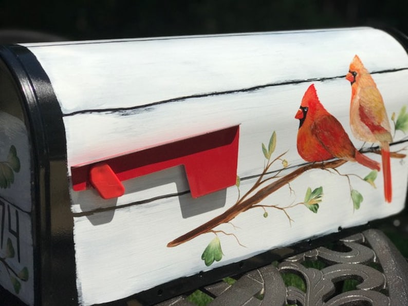 Cardinal Painted Mailbox Custom Painted Mailboxes Rustic | Etsy